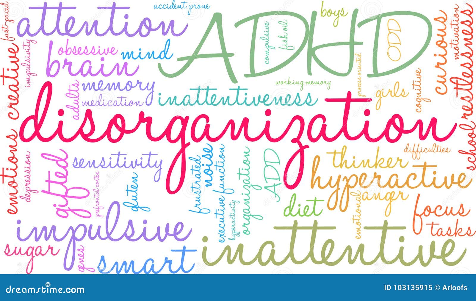 Disorganization Word Cloud stock illustration. Illustration of emotions ...