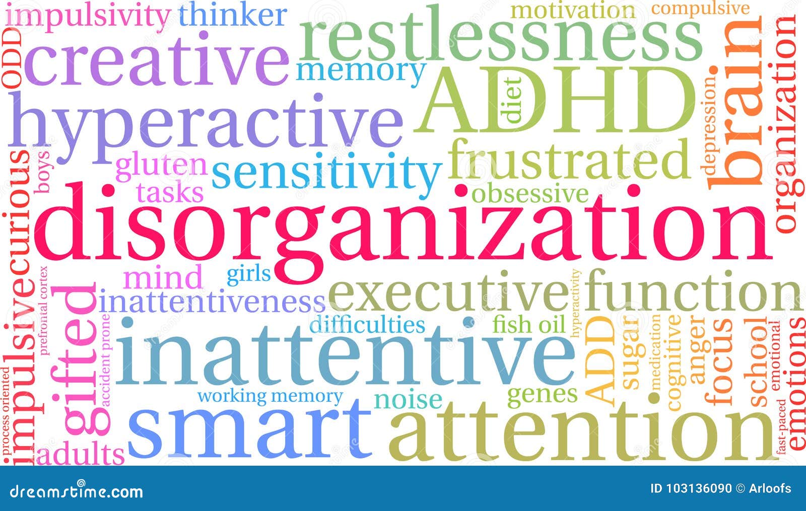 Disorganization Word Cloud stock illustration. Illustration of adhd ...