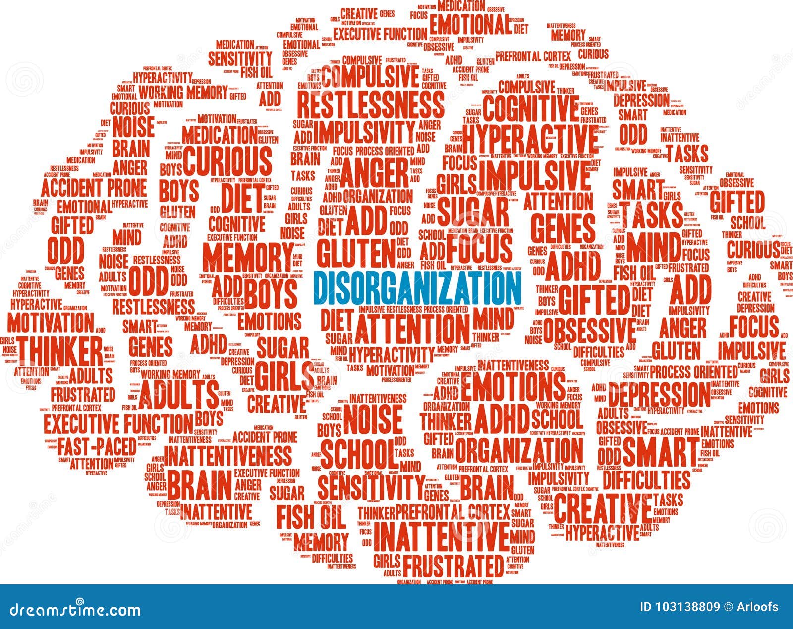 Disorganization Word Cloud stock illustration. Illustration of ...