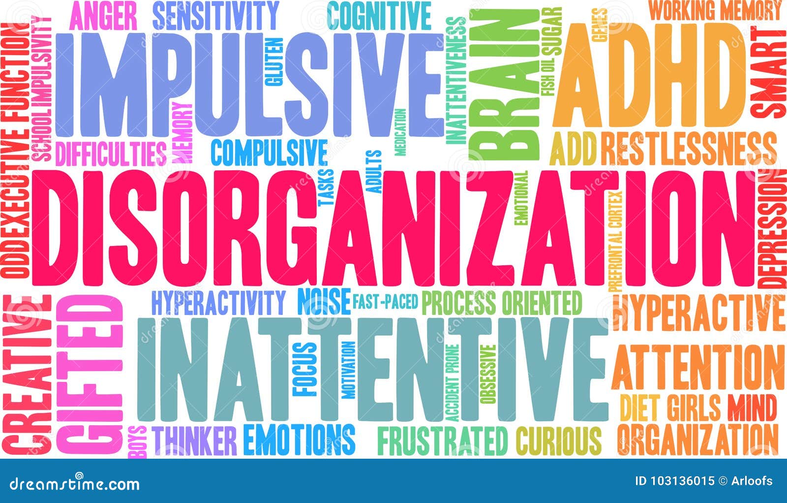 Disorganization Word Cloud stock illustration. Illustration of gifted ...