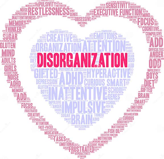 Disorganization Word Cloud stock illustration. Illustration of ...
