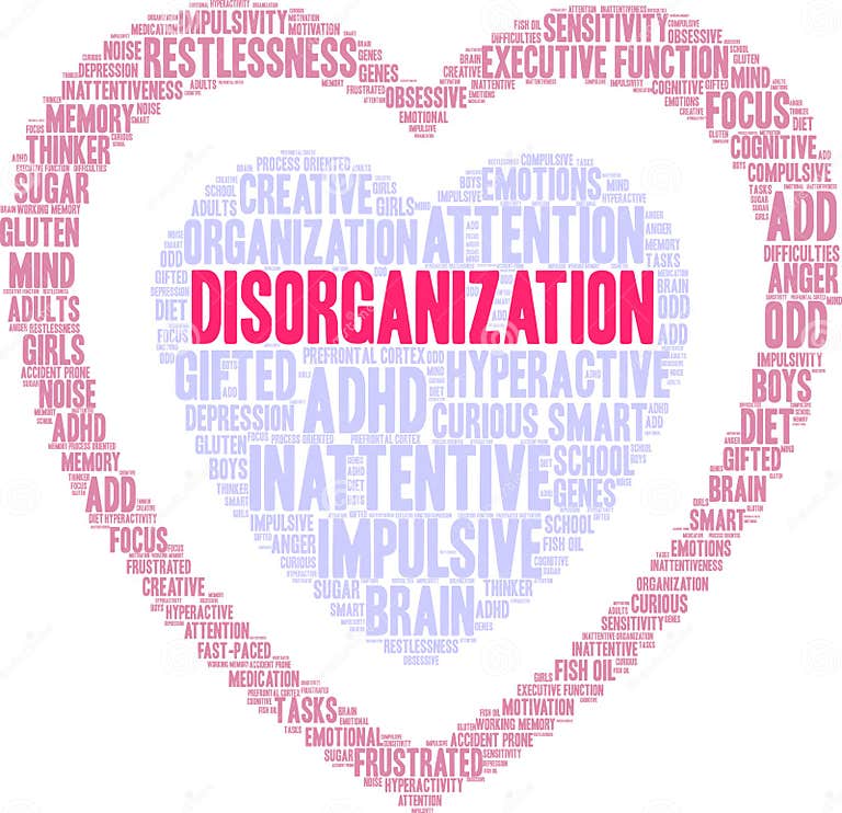 Disorganization Word Cloud stock illustration. Illustration of ...