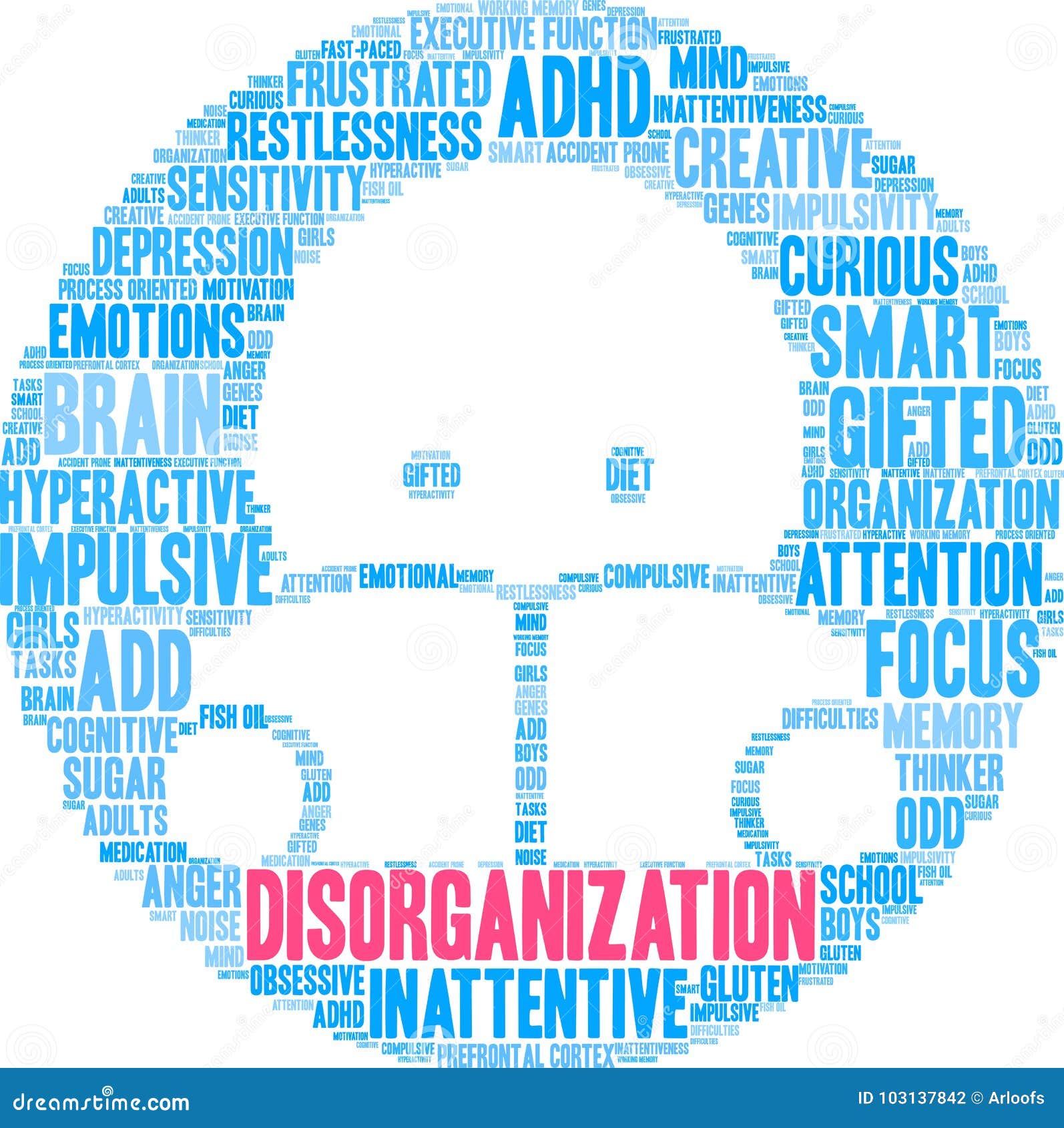 Disorganization Word Cloud stock illustration. Illustration of gifted ...
