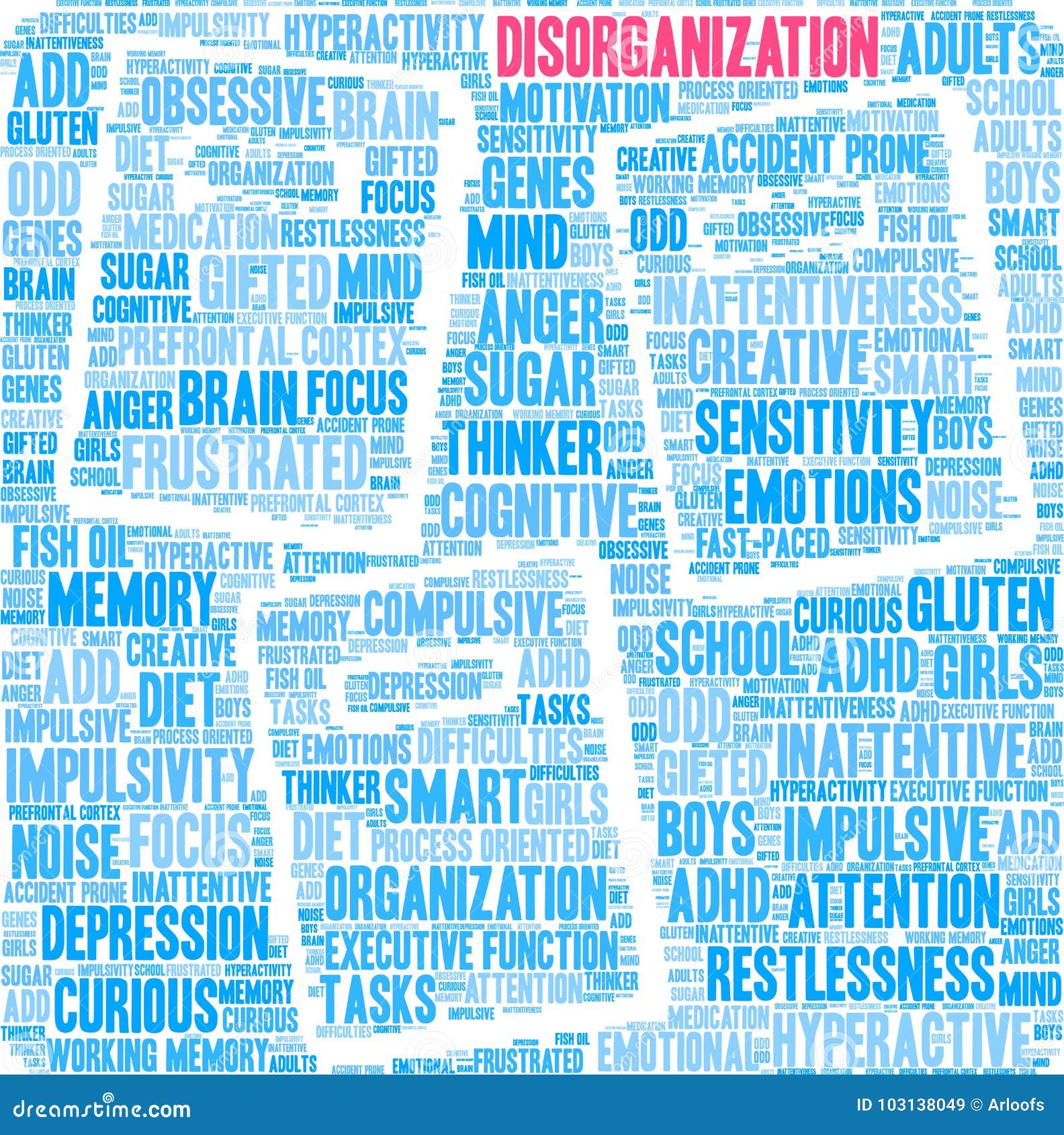 Disorganization Word Cloud stock illustration. Illustration of diet ...