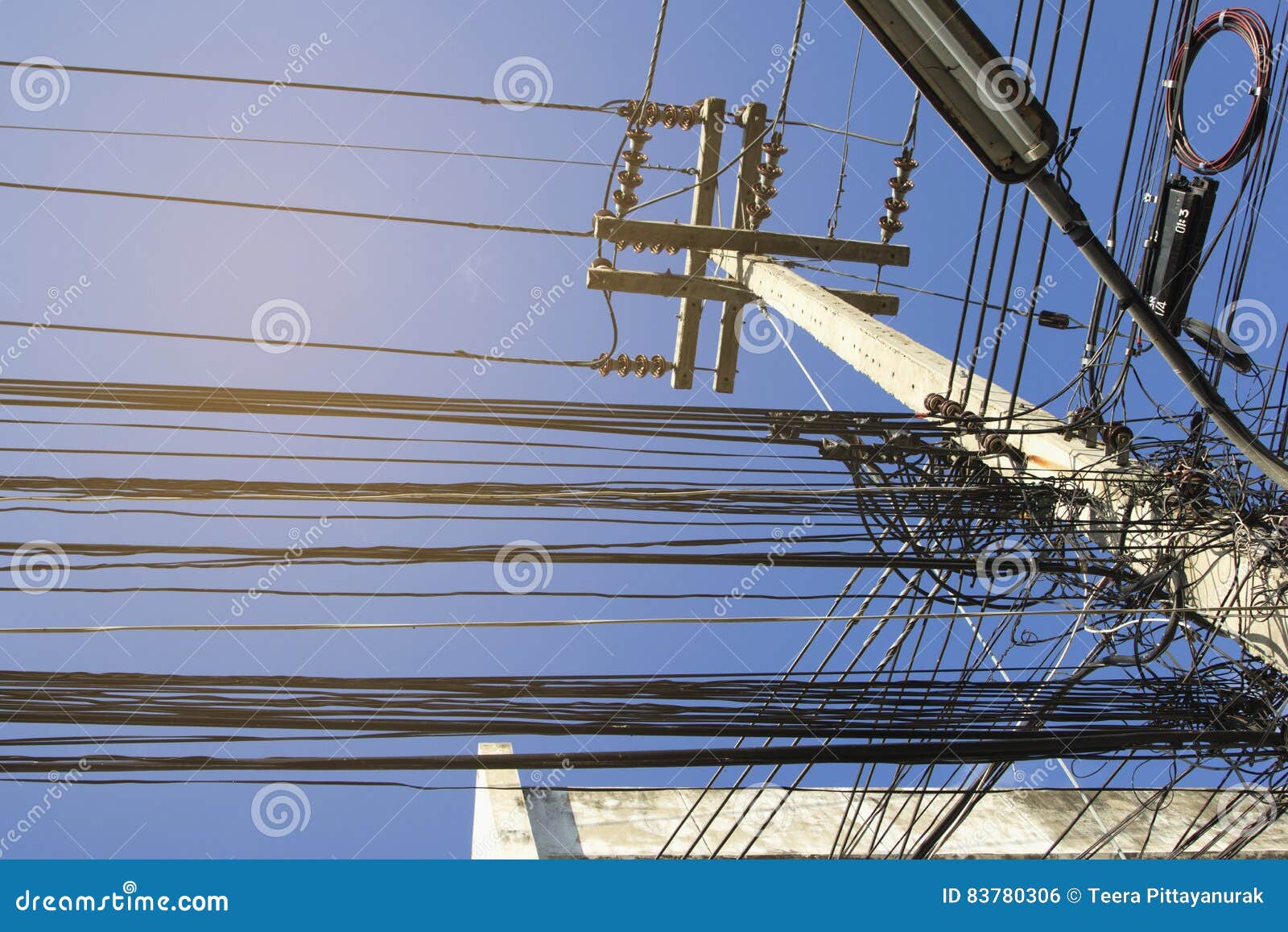 Disorganized Clutter of Electric Poles Along the Way Stock Photo ...
