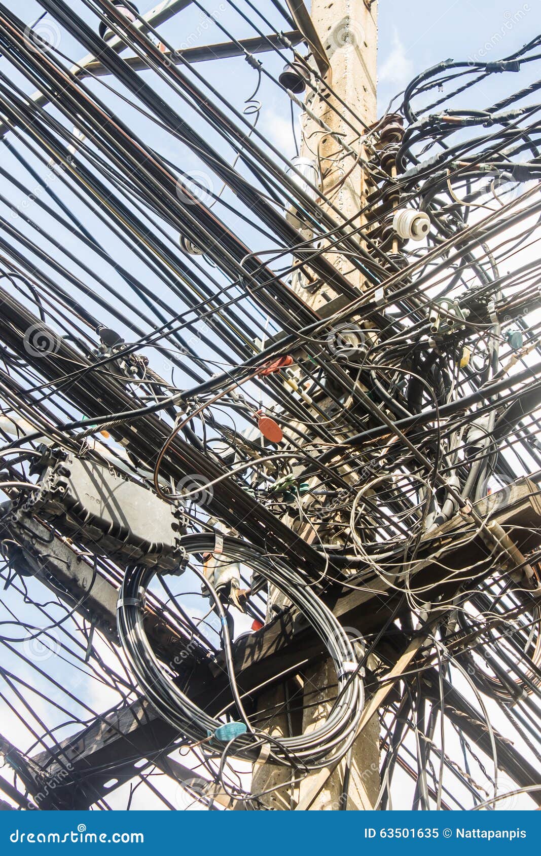 Disorganized, Messy Electrical Cables in Thailand Stock Image - Image ...