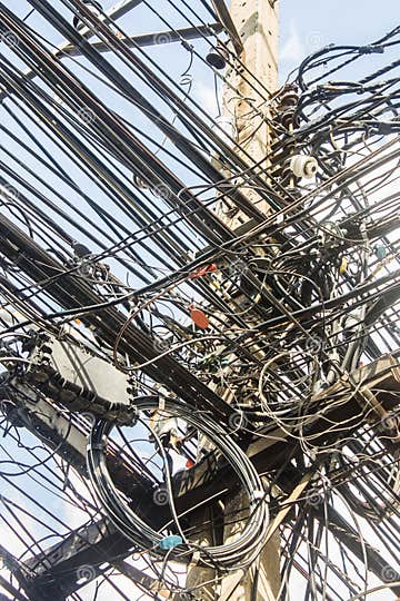 Disorganized, Messy Electrical Cables in Thailand Stock Image - Image ...