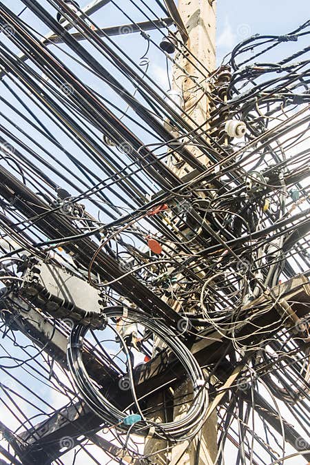 Disorganized, Messy Electrical Cables in Thailand Stock Image - Image ...