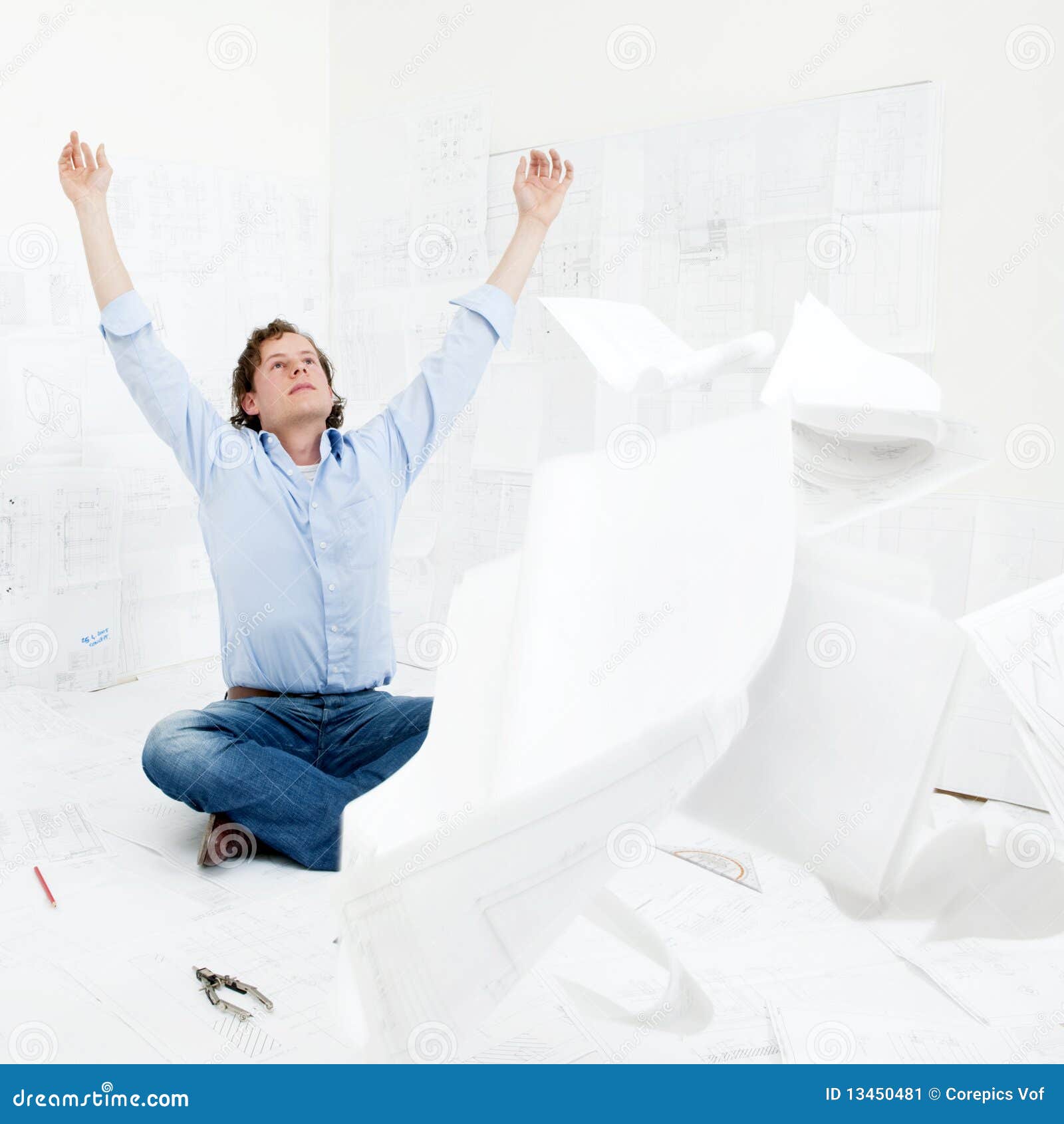 Dispairing engineer stock image. Image of hands, throwing - 13450481