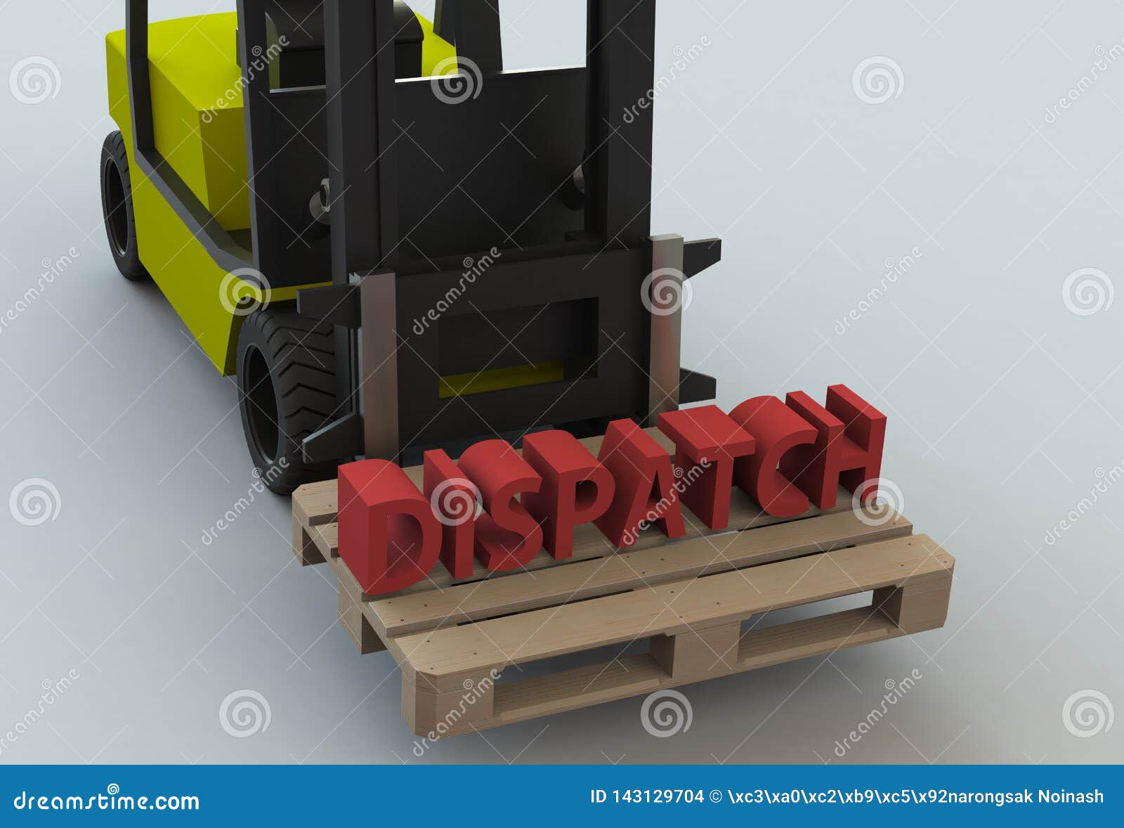 Dispatch, Message on Wooden Pillet with Forklift Truck Stock ...