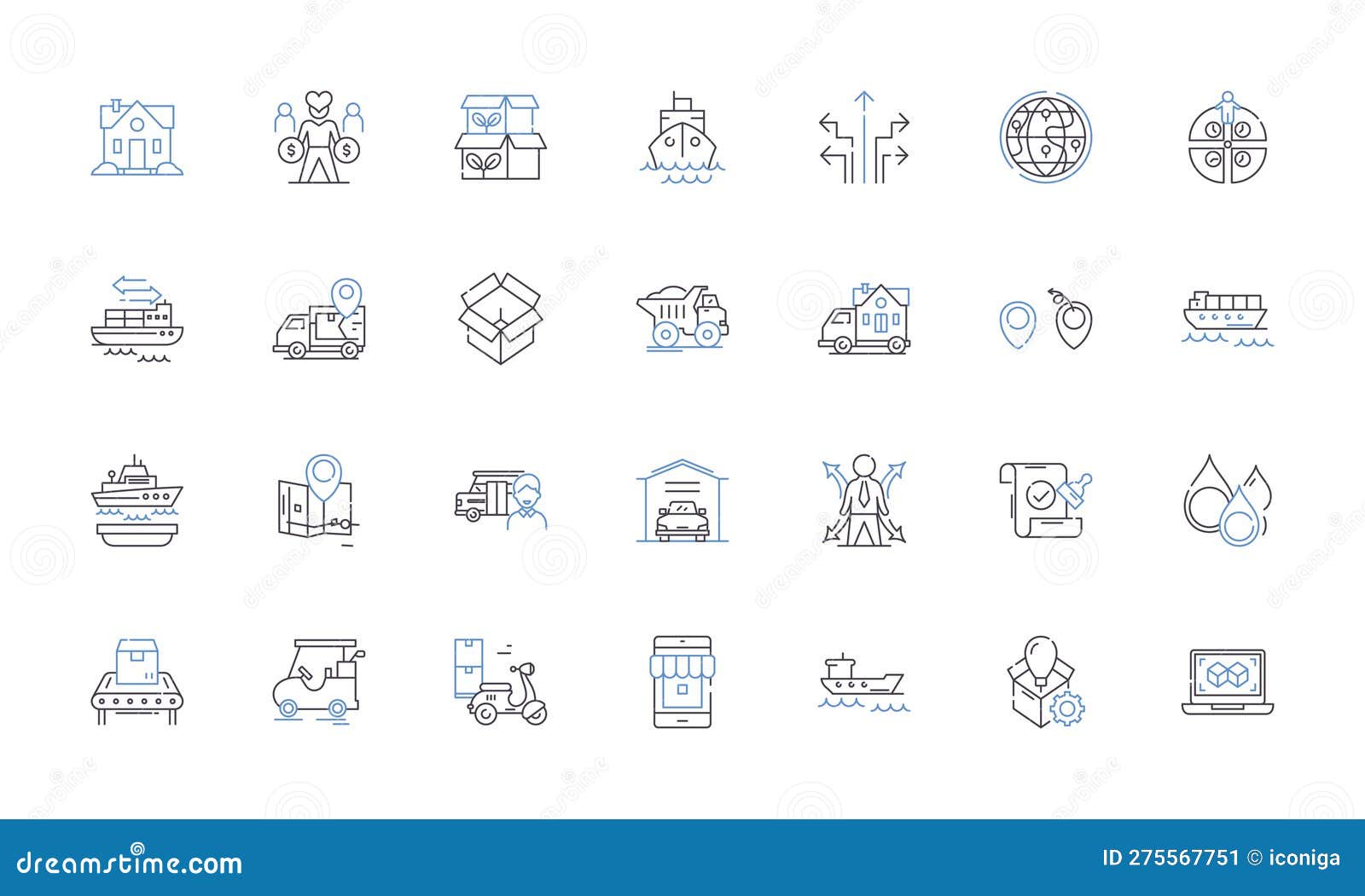 Dispatch Services Line Icons Collection. Efficiency, Promptness ...