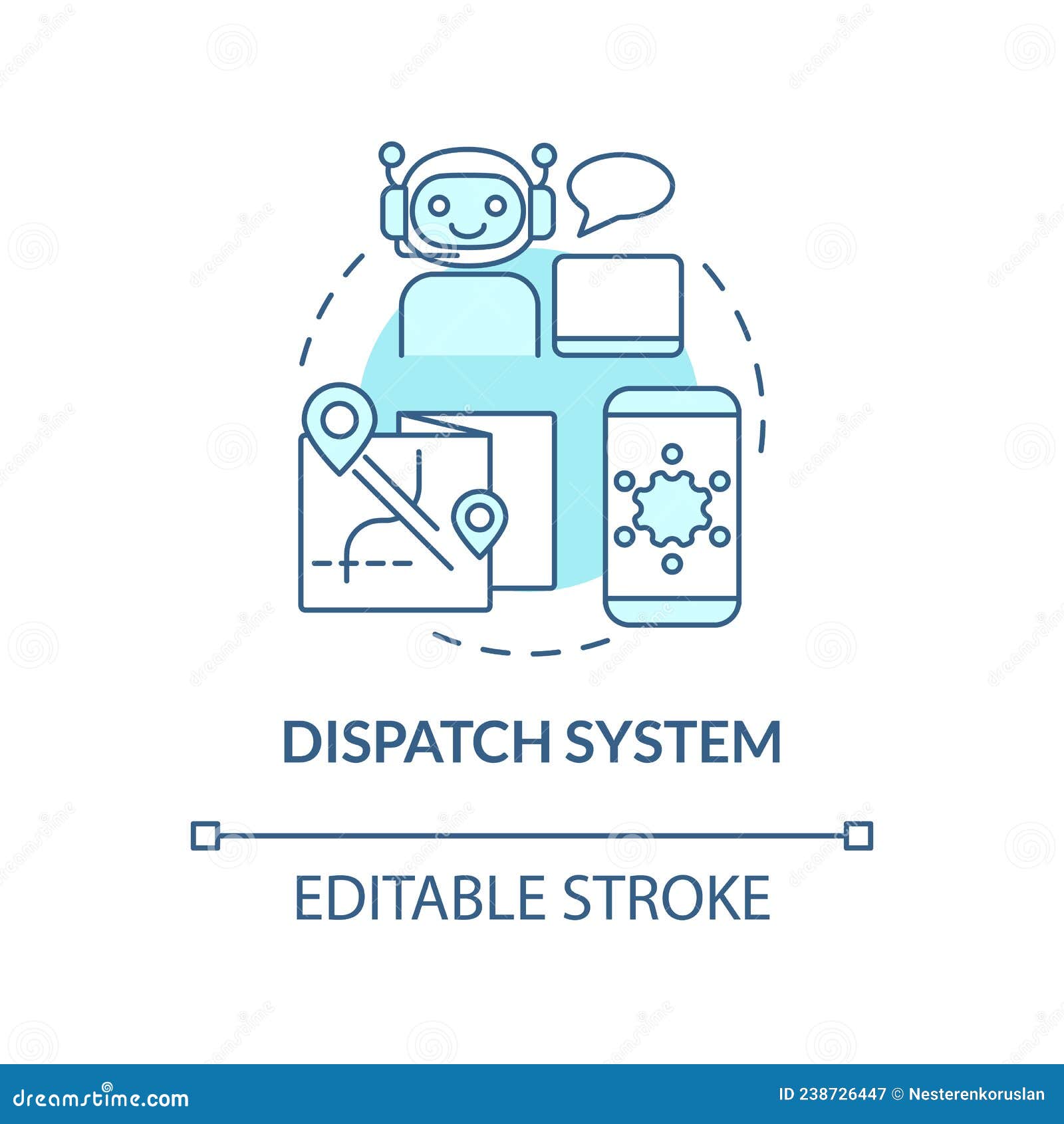 Dispatch System Turquoise Concept Icon Cartoon Vector | CartoonDealer ...