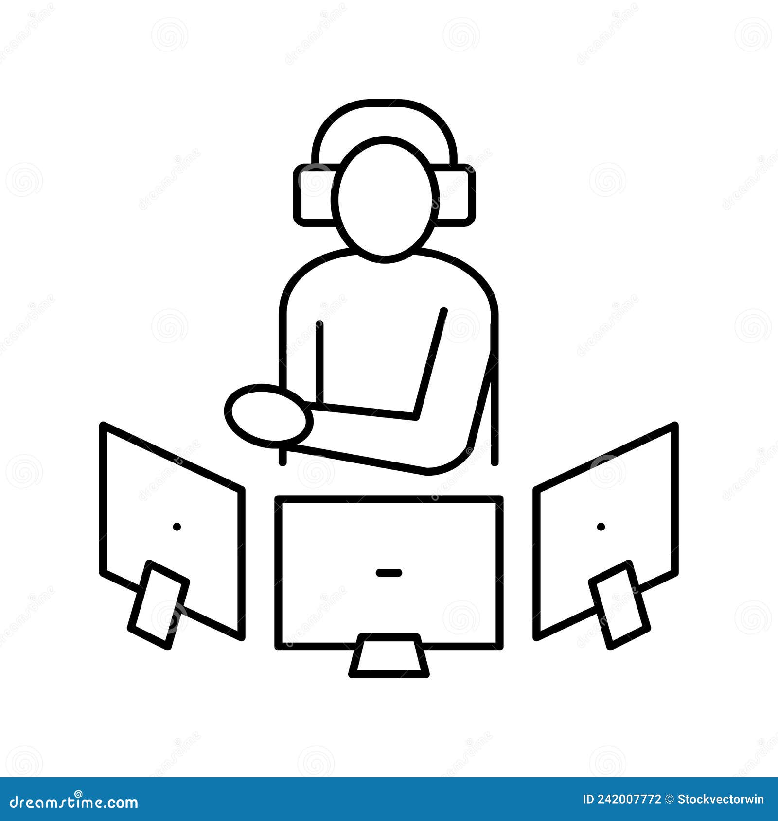 Dispatcher Controlling Flight Way Line Icon Vector Illustration Stock ... Dispatcher Controlling Flight Way Line Icon Vector Illustration Stock ...
