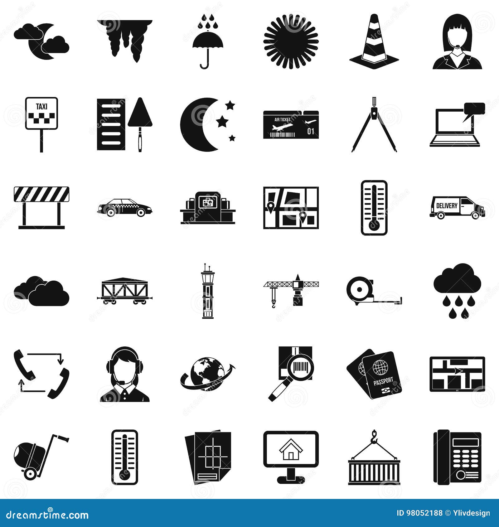 Dispatcher Icons Set, Simple Style Stock Vector - Illustration of ...