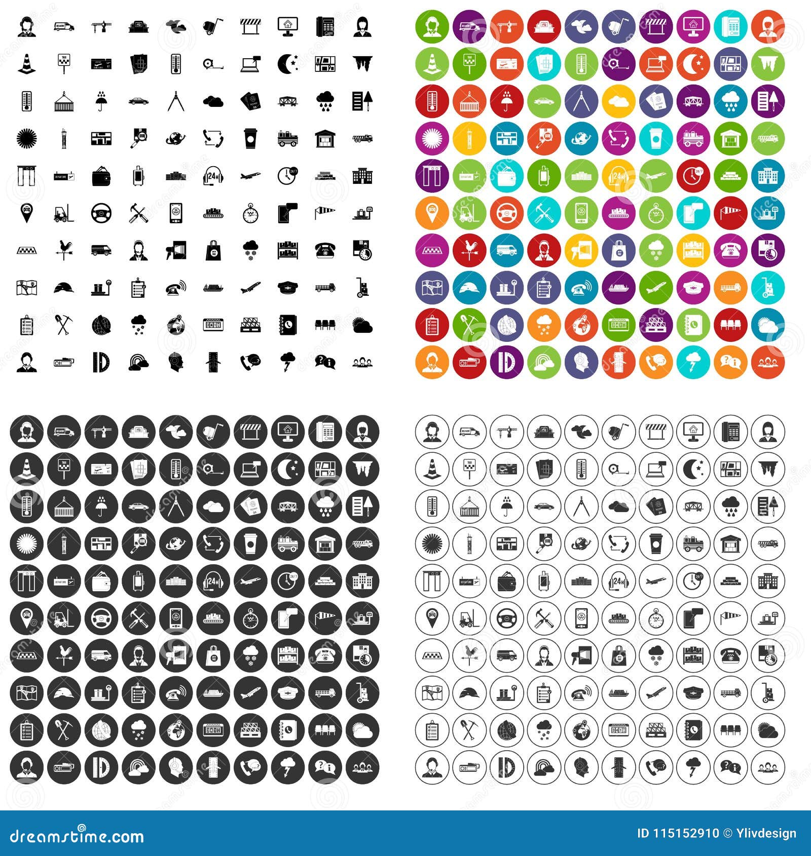 100 Dispatcher Icons Set Vector Variant Stock Vector - Illustration of ...