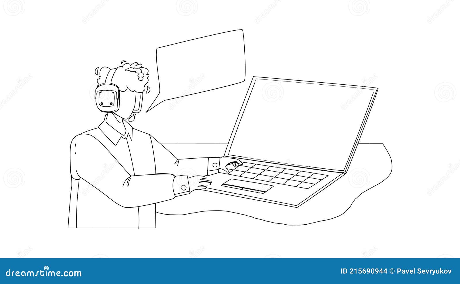 Dispatcher Speaking with Client at Computer Vector Stock Vector ...