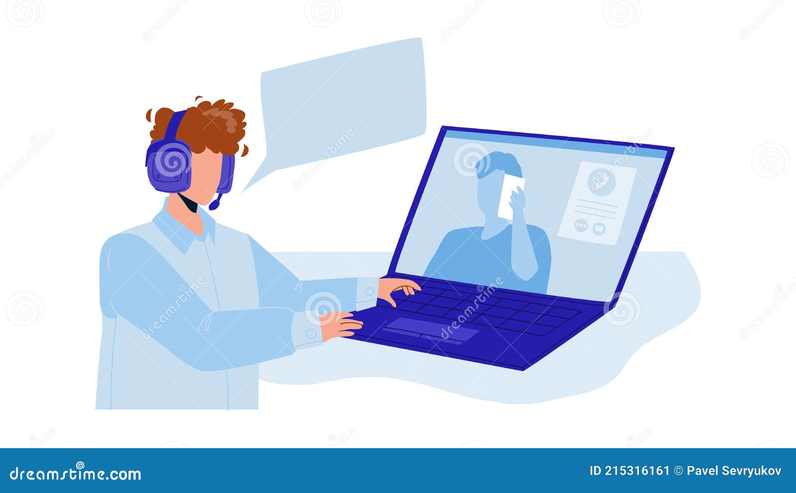 Dispatcher Speaking with Client at Computer Vector Stock Vector ...