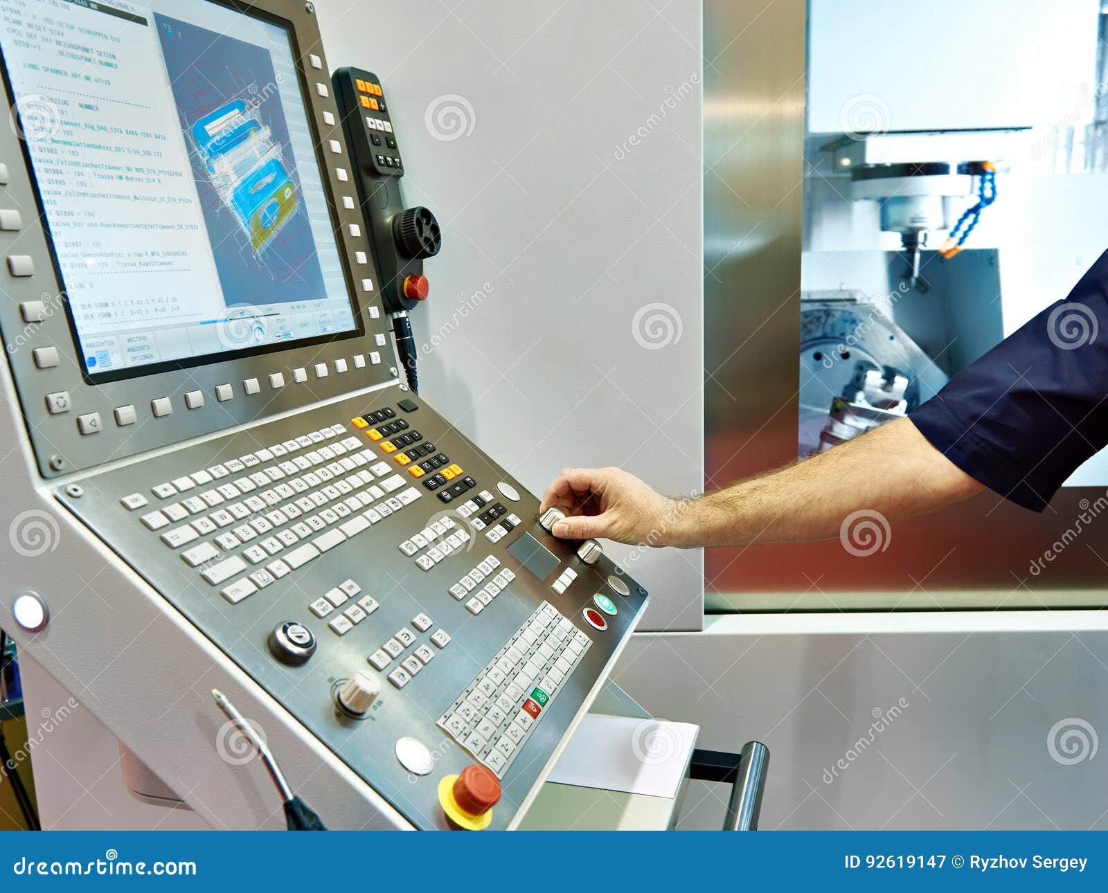 Dispatcher Works on CNC Machine Stock Image - Image of mechanician ...