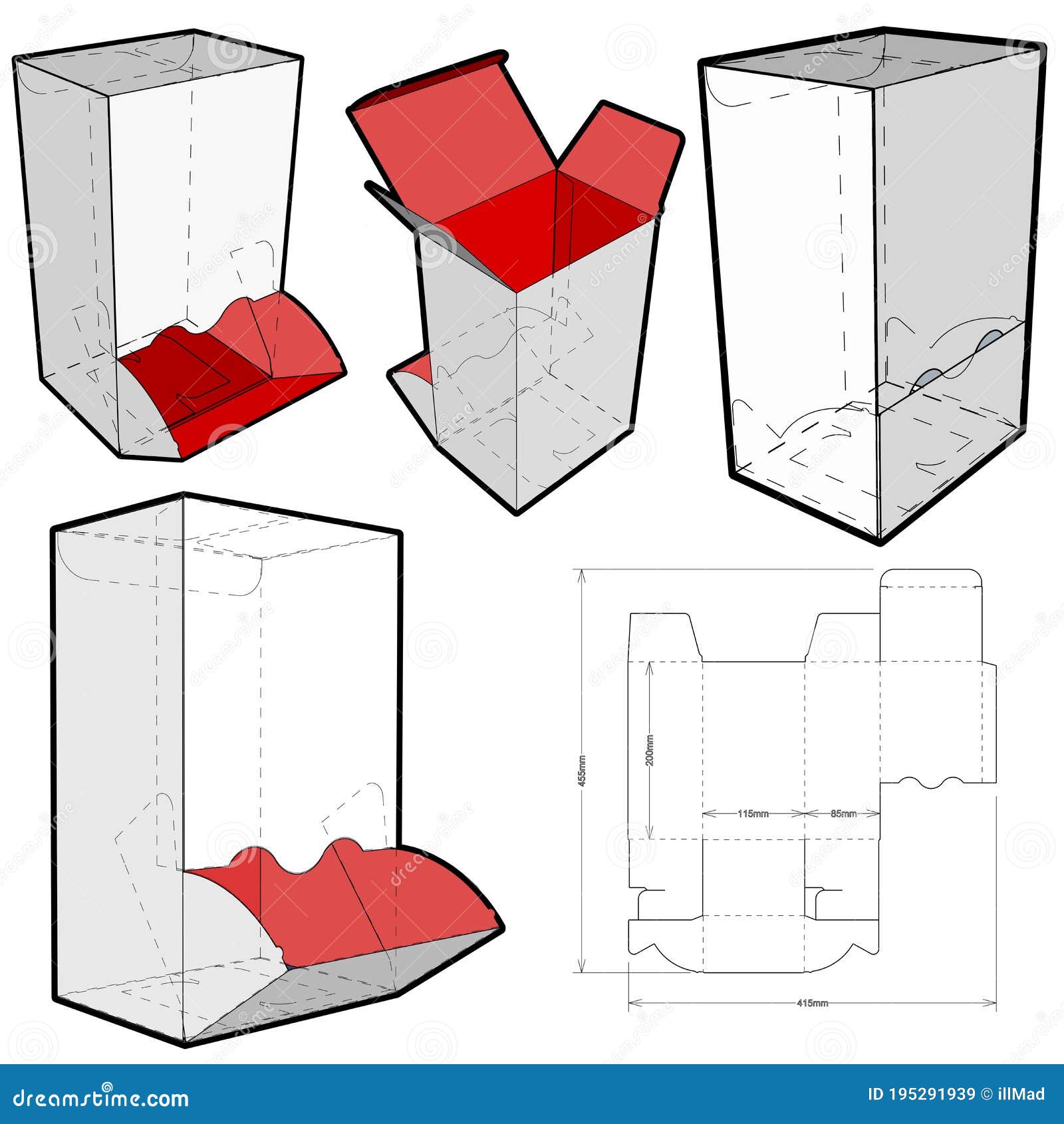 Dispenser Box and Die-cut Pattern. the Stock Vector - Illustration of ...