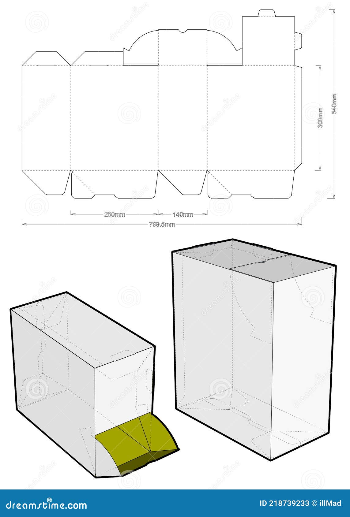 Dispenser Box and Die-cut Pattern. Stock Vector - Illustration of ...
