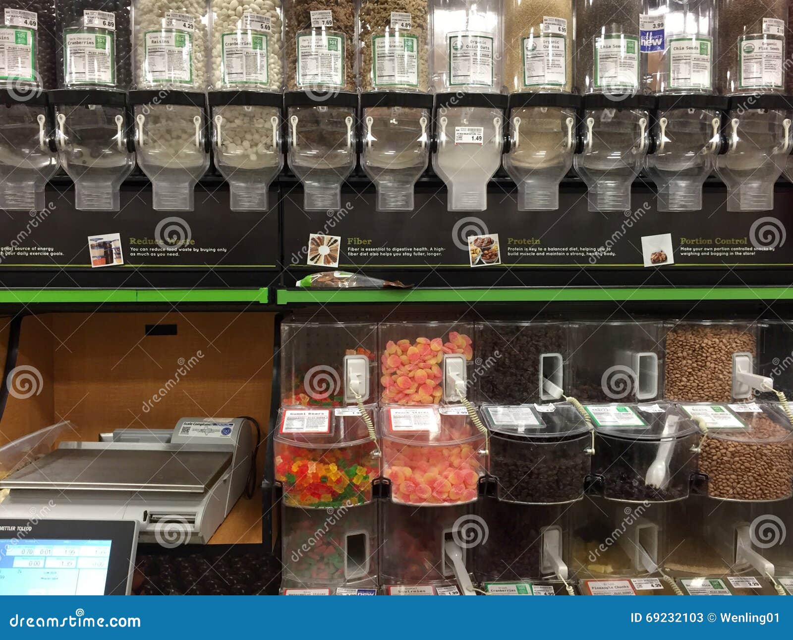 Dispenser at supermarket editorial stock photo. Image of shelves - 69232103