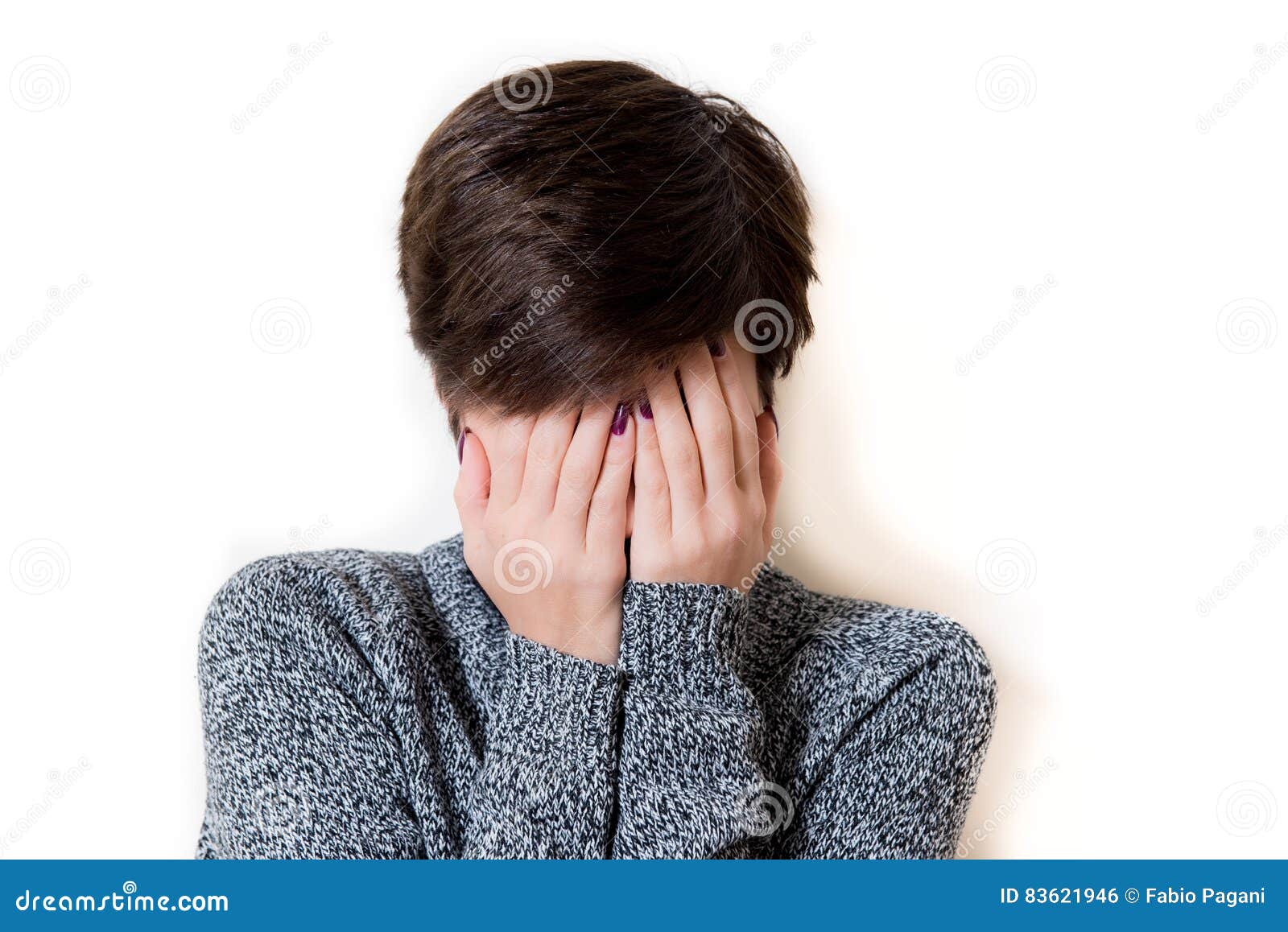 Disperato Consegna Il Fronte Fotografia Stock - Immagine di donna ...