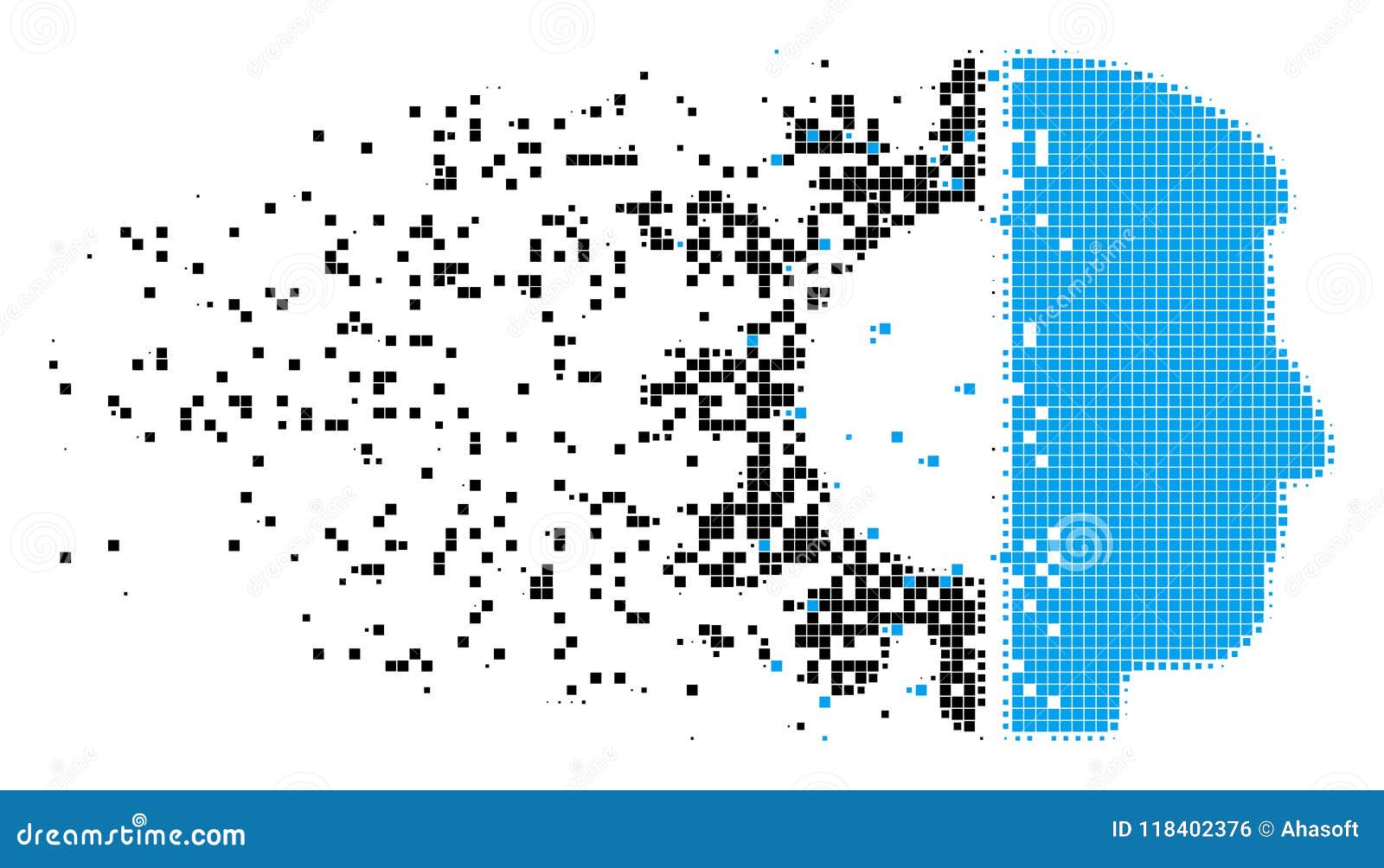 Dispersed Pixel Shapes. Greyscale, Art Dissolve Blocks. Square ...