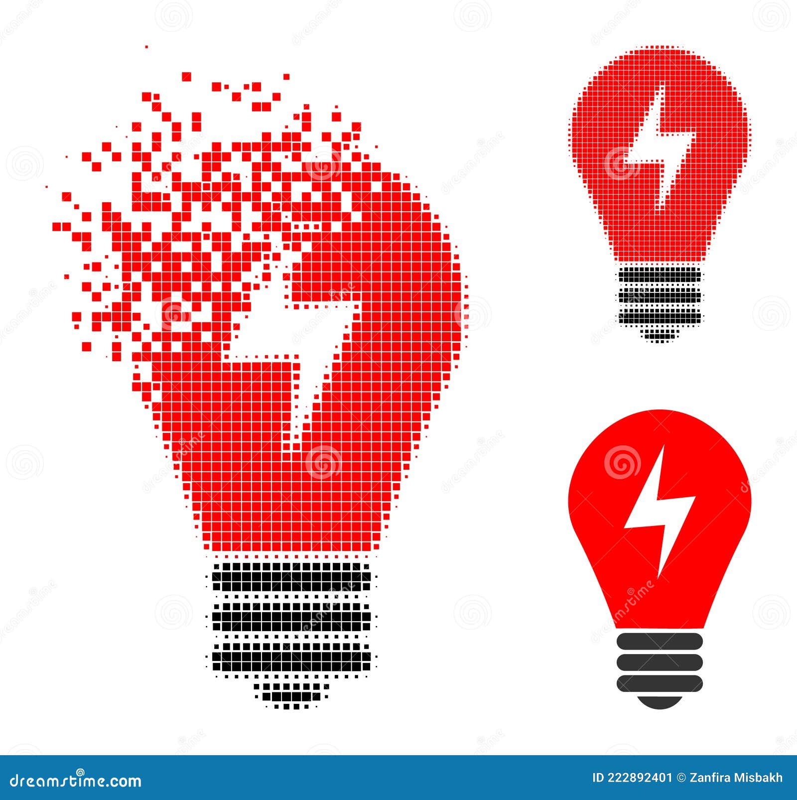 Dispersed Dotted Electric Bulb Icon with Halftone Version Stock Vector ...