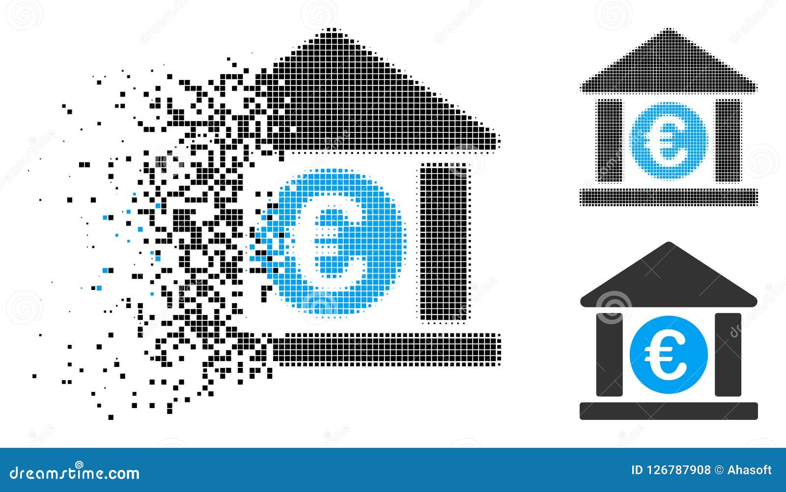 Dispersed Dotted Halftone Euro Bank Building Icon Stock Vector ... Dispersed Dotted Halftone Euro Bank Building Icon Stock Vector ...