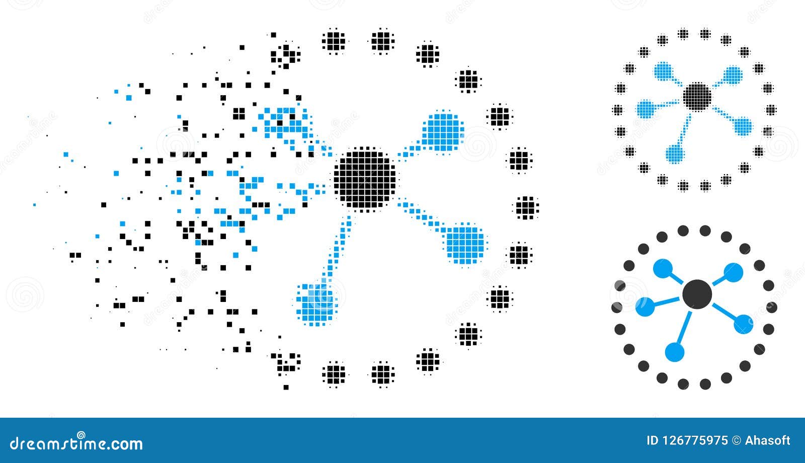 Dispersed Dotted Halftone Links Diagram Icon Stock Vector ...