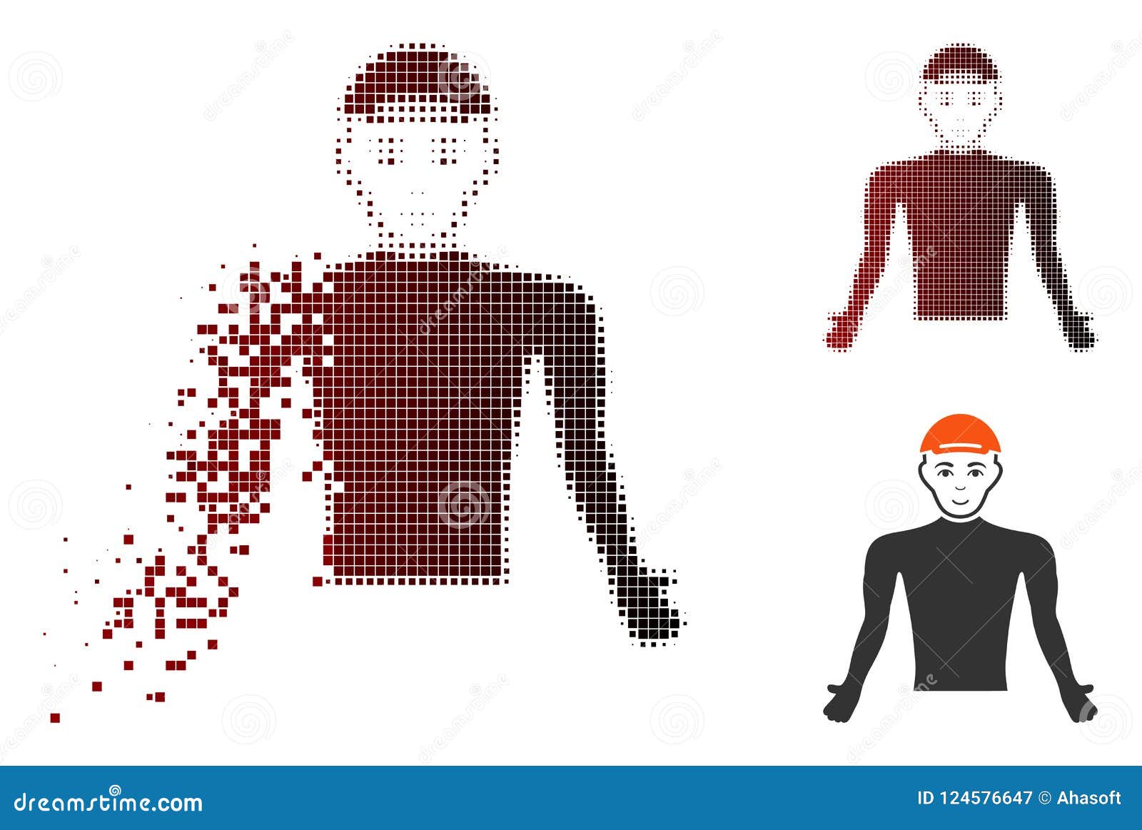 Dispersed Dotted Halftone Man Body Icon Stock Vector - Illustration of ...