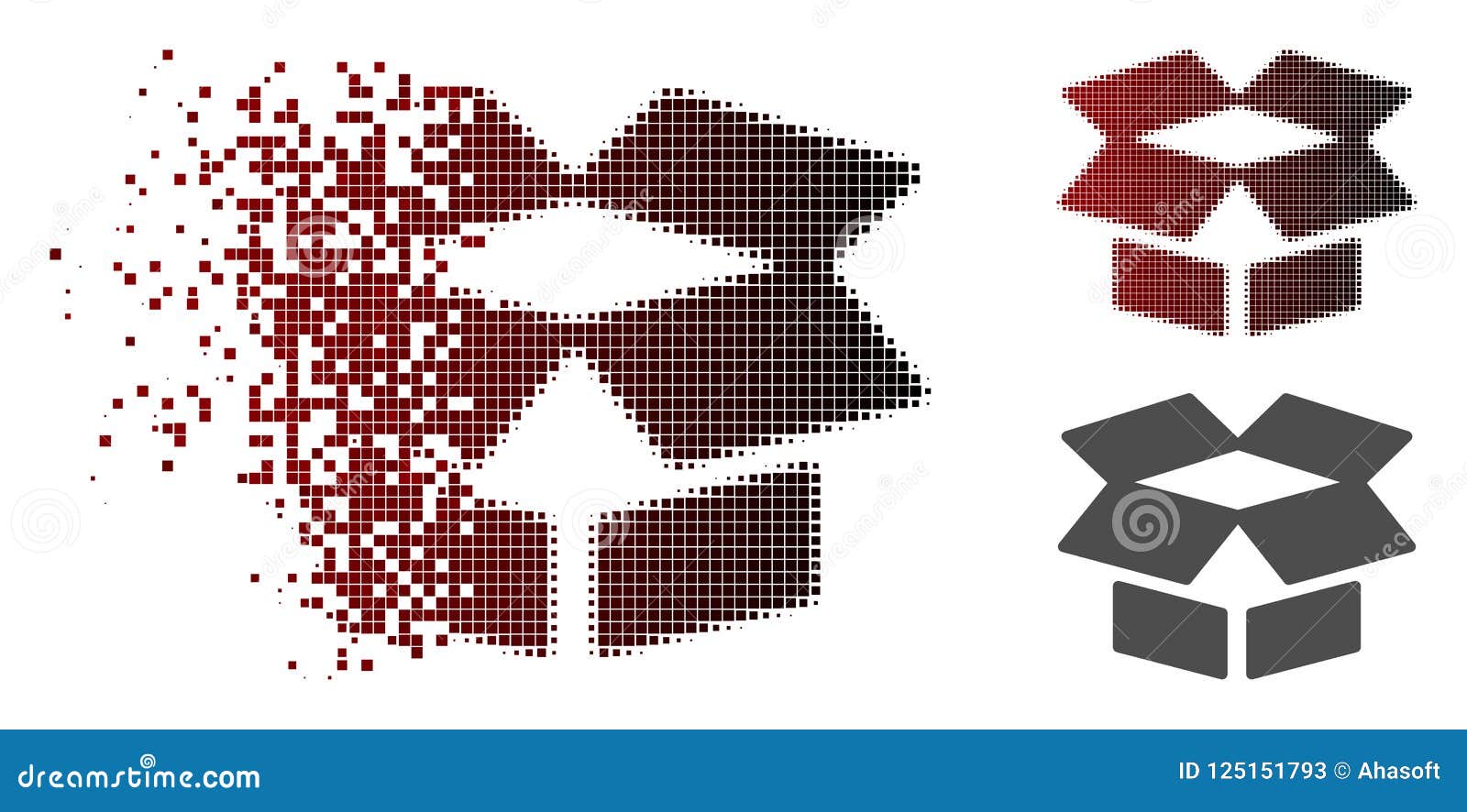 Dispersed Dotted Halftone Open Box Icon Stock Vector - Illustration of ...