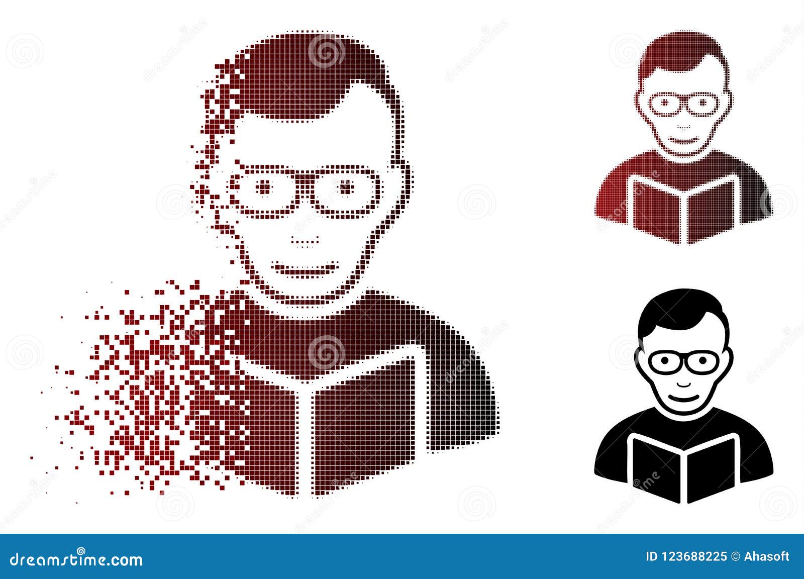 Dispersed Dotted Halftone Reader Icon Stock Vector - Illustration of ...
