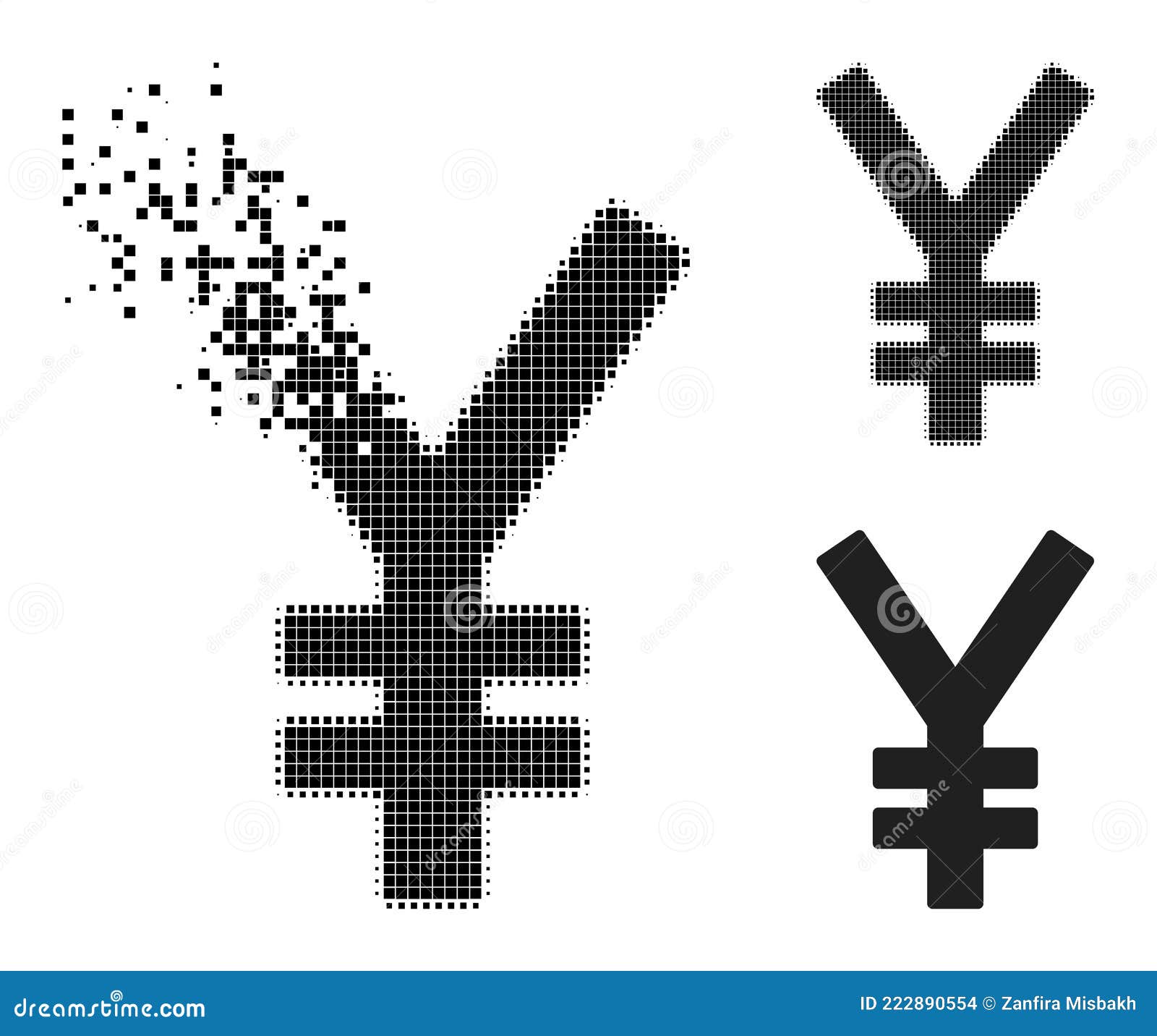 Disappearing Pixel Yen Icon With Halftone Version Vector Illustration ...