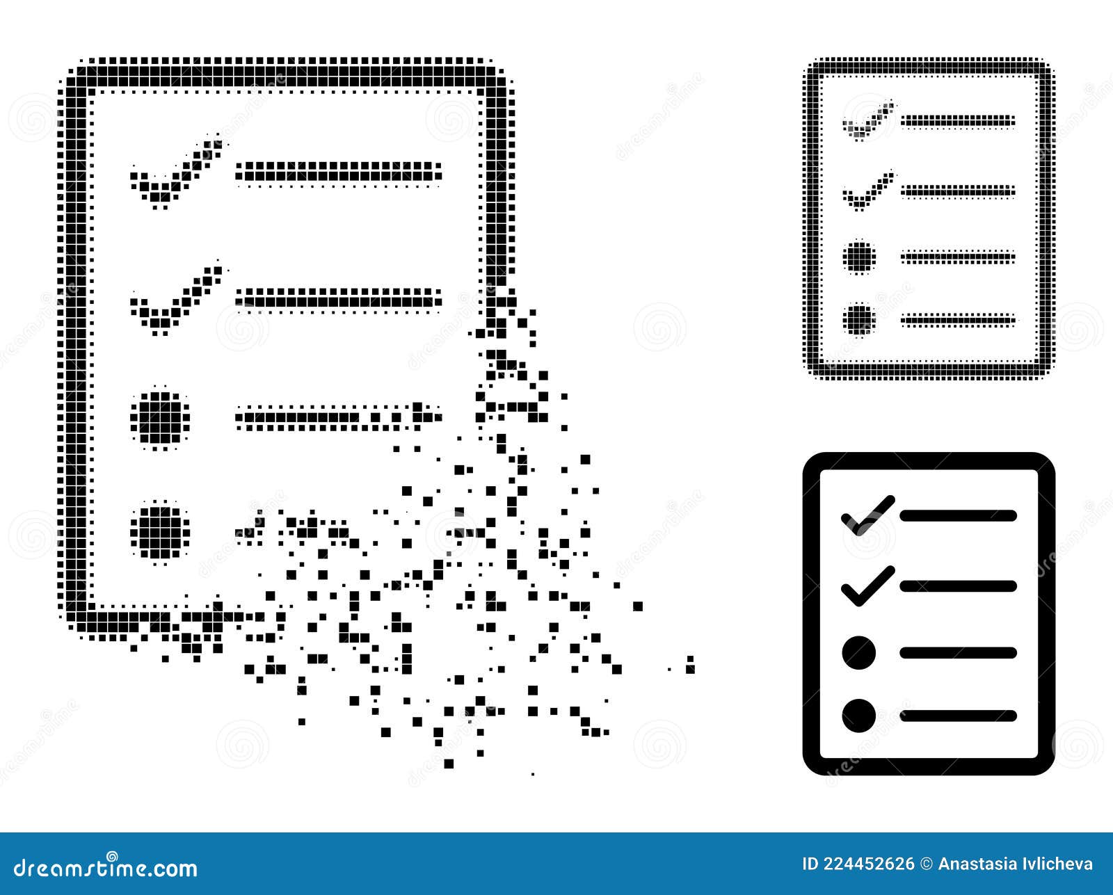 Dispersed and Halftone Dotted Checklist Page Icon Stock Vector ...