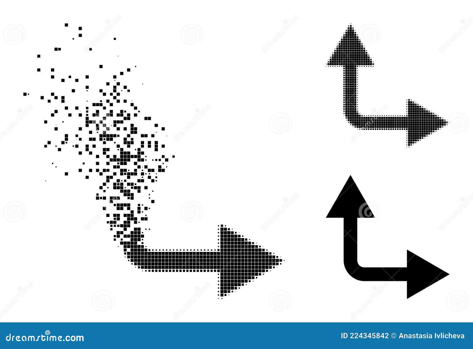 Dispersed and Halftone Pixelated Bifurcation Arrow Right Up Icon Stock ... Dispersed and Halftone Pixelated Bifurcation Arrow Right Up Icon Stock ...