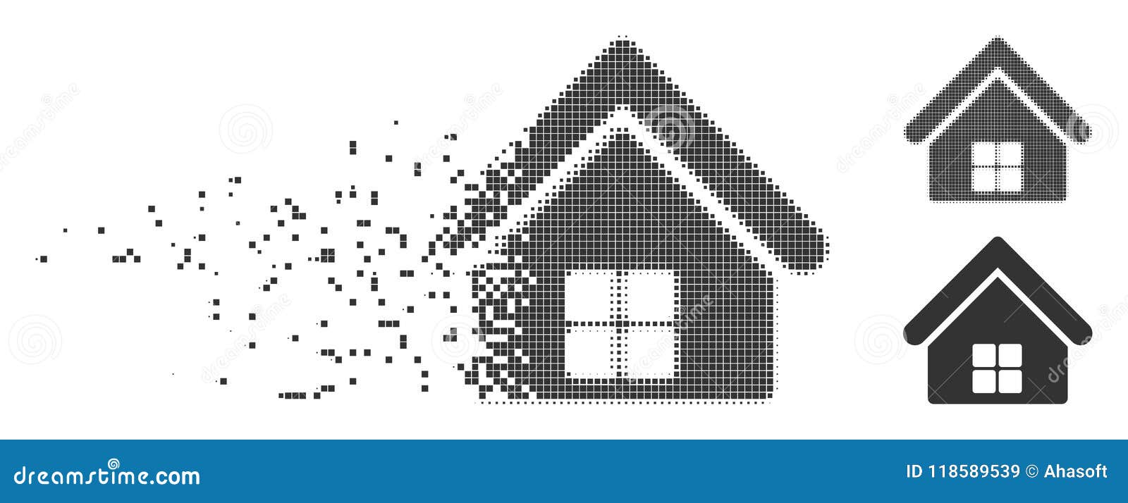 Home Dissolved Pixel Halftone Icon Stock Vector - Illustration of ...