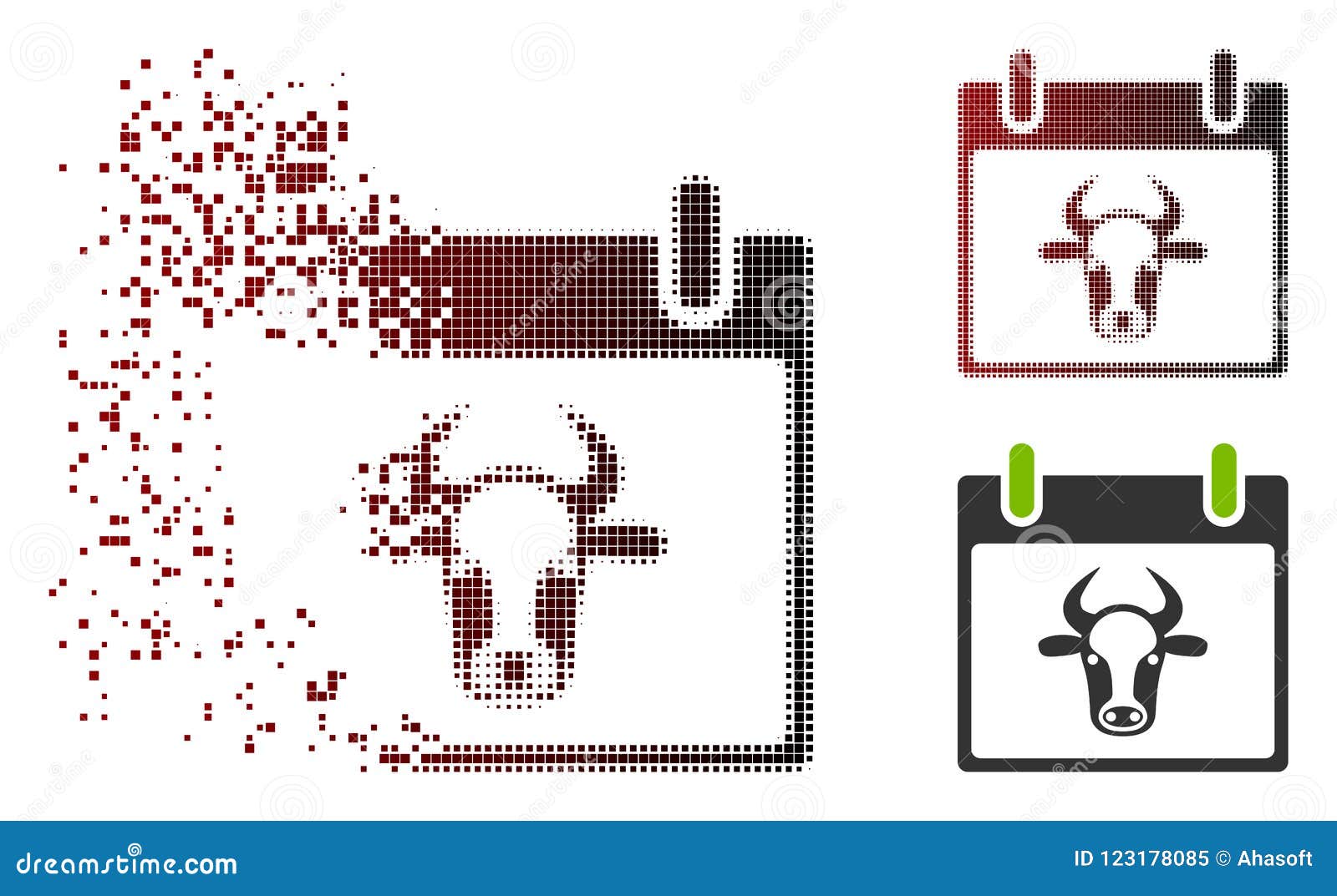 Dispersed Pixel Halftone Cow Calendar Page Icon Stock Vector ... Dispersed Pixel Halftone Cow Calendar Page Icon Stock Vector ...