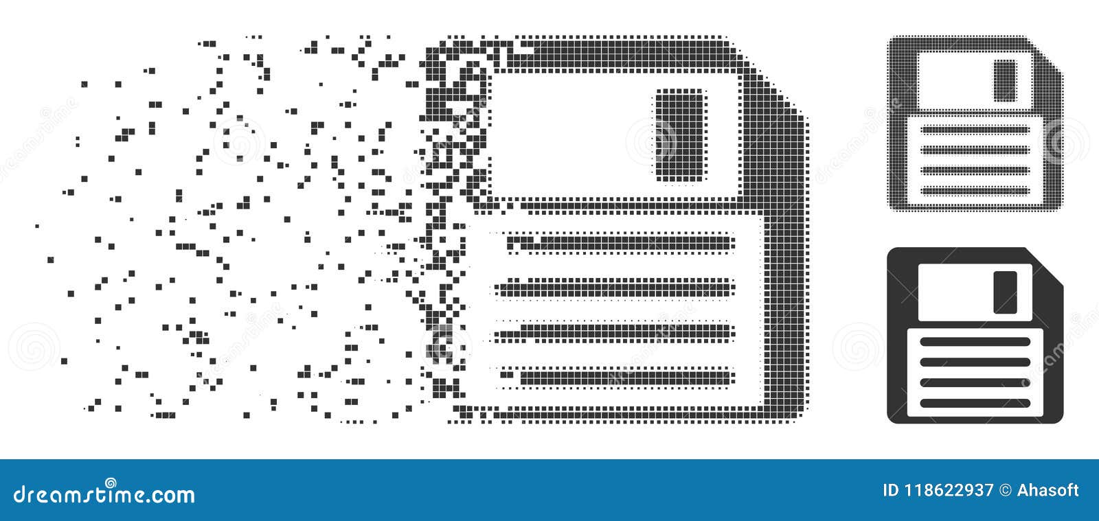 Dispersed Pixel Halftone Floppy Disk Icon Stock Vector - Illustration ...