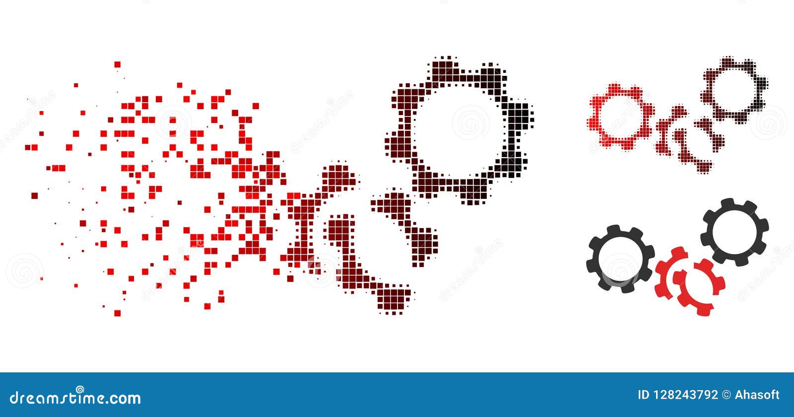 Dispersed Pixel Halftone Gears Damage Icon Stock Vector - Illustration ...