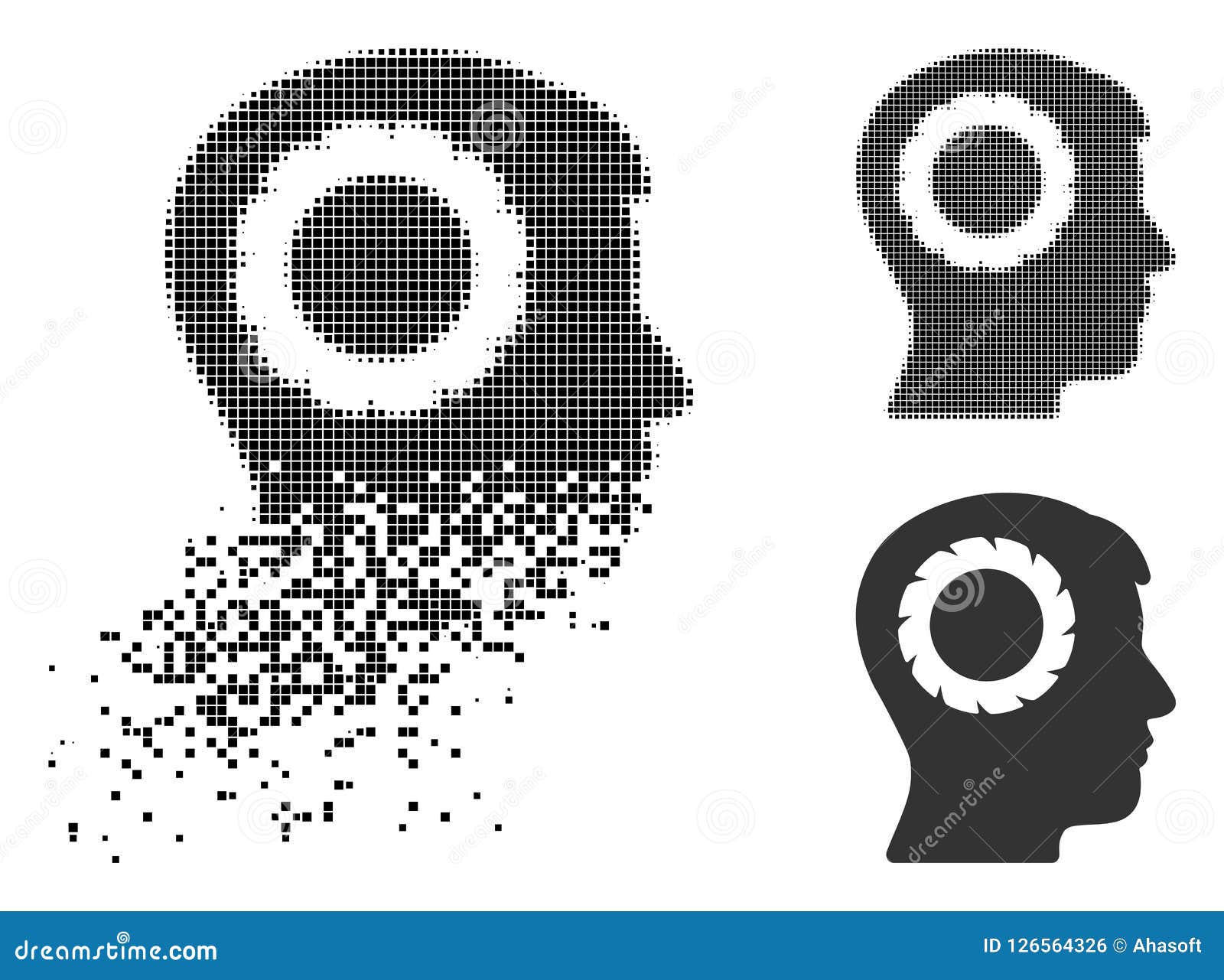 Dispersed Pixel Halftone Human Memory Wheel Icon Stock Vector ...