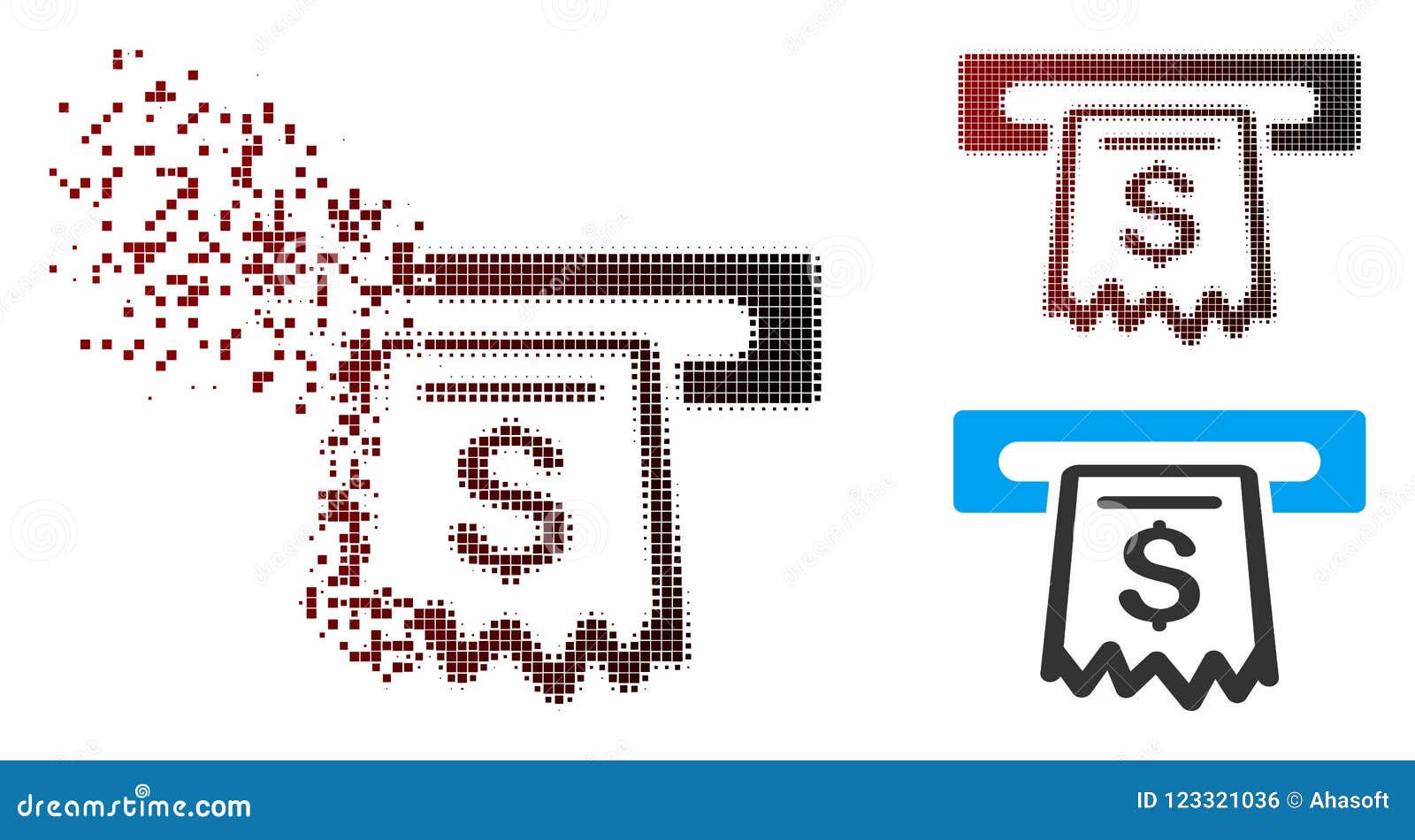 Dispersed Pixel Halftone Receipt Terminal Icon Stock Vector ...