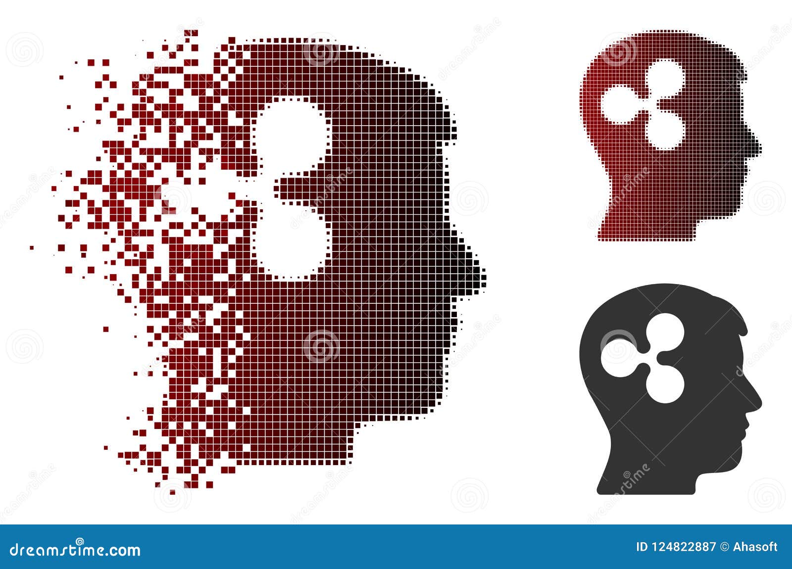 Dispersed Pixel Halftone Ripple Brain Icon Stock Vector - Illustration ...