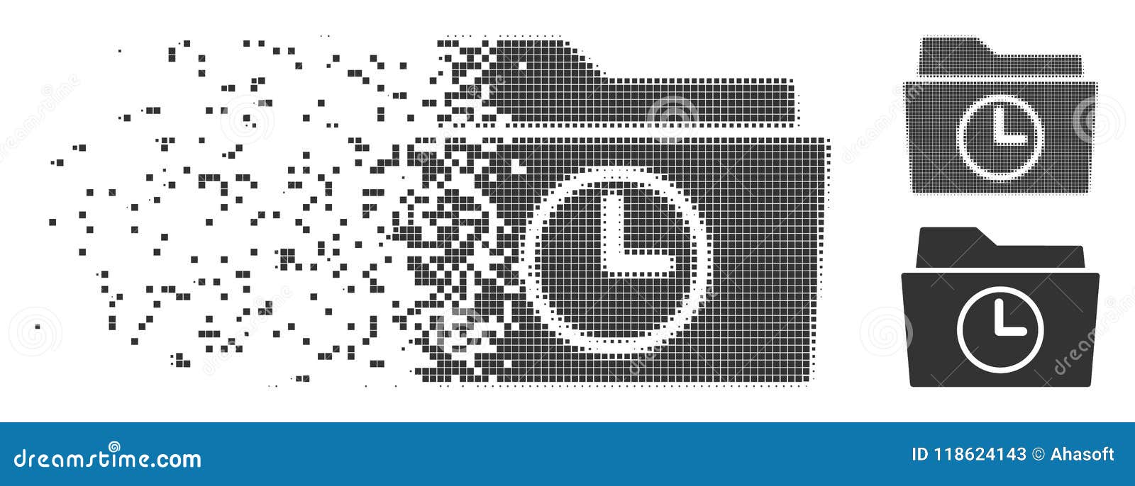 Dispersed Pixel Halftone Temporary Folder Icon Stock Vector ...
