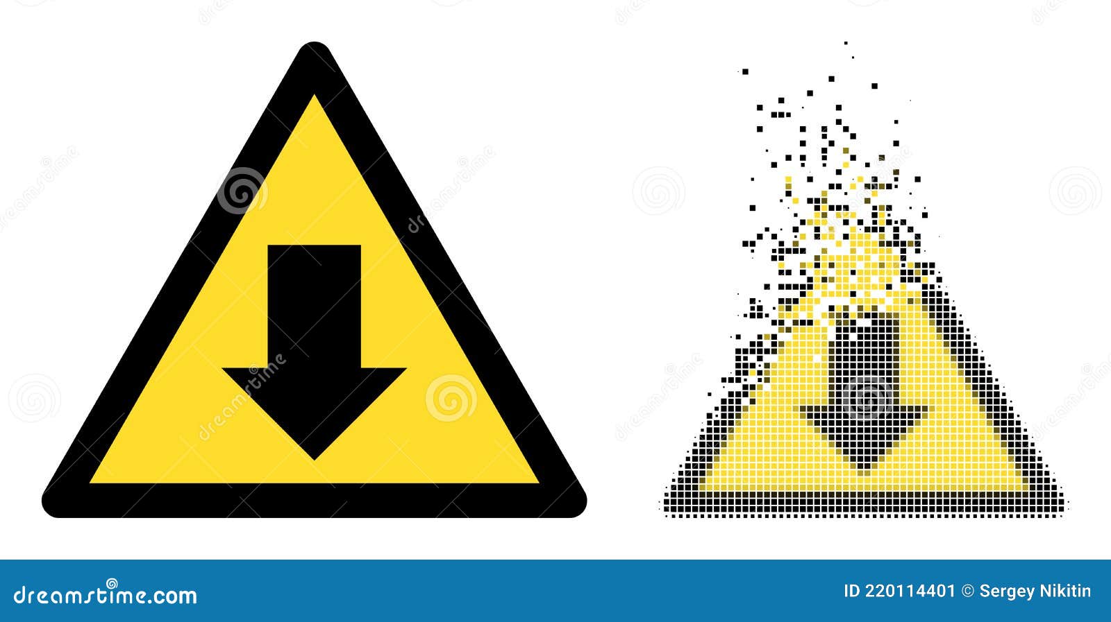 Dispersed Pixel and Original Drop Down Warning Icon Stock Vector ...
