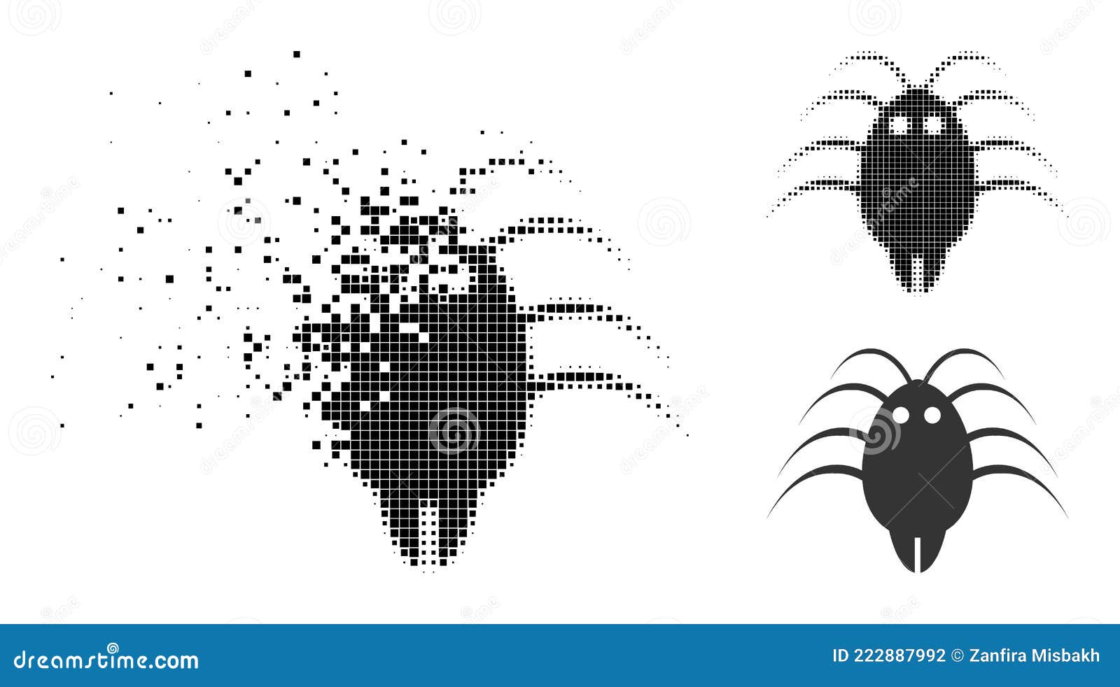Dispersed Pixel Parasite Glyph with Halftone Version Stock Vector ...