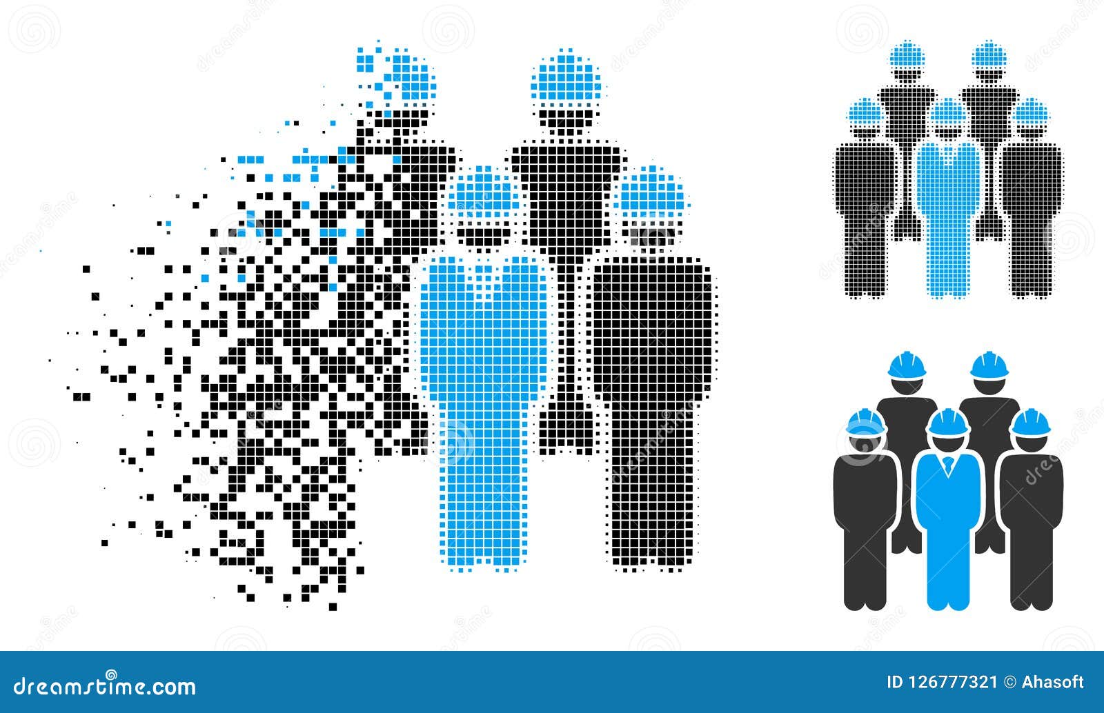 Dispersed Pixelated Halftone Developer Staff Icon Stock Vector ...