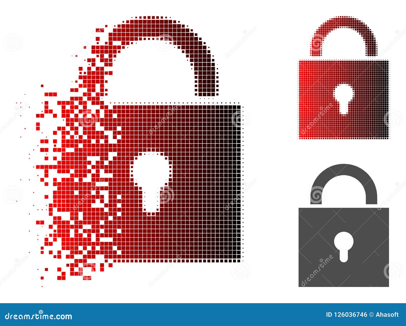 Dispersed Pixelated Halftone Lock Icon Stock Vector - Illustration of ...