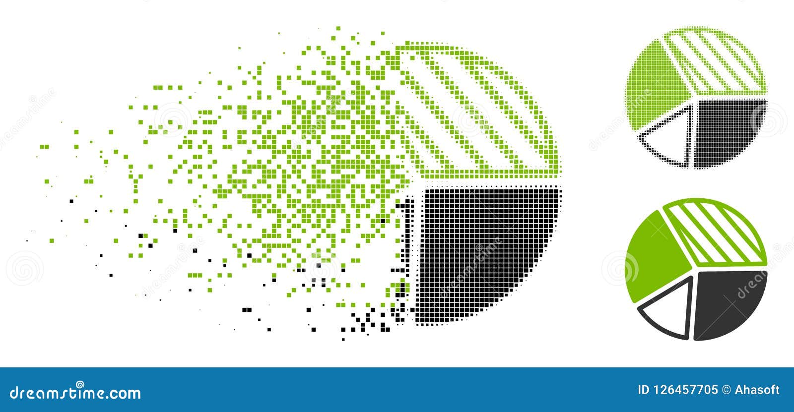 Dispersed Pixelated Halftone Pie Chart Icon Cartoon Vector ...