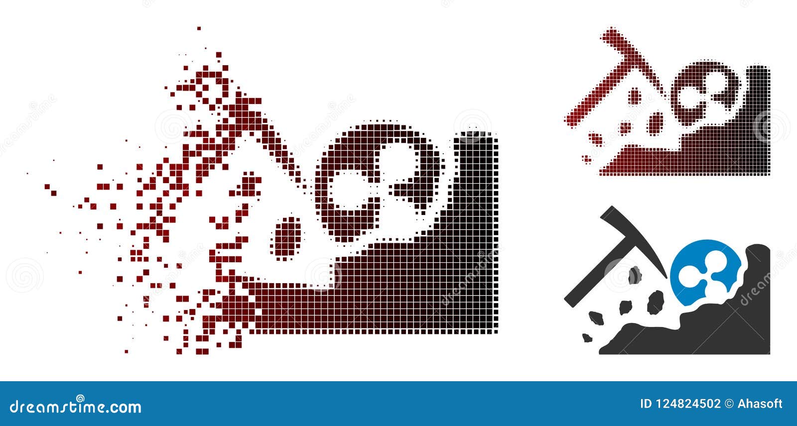 Dispersed Pixelated Halftone Pie Chart Icon Cartoon Vector ...